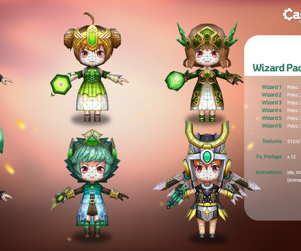 ArtStation - Casual Tiny Character - Wizard Pack | Game Assets