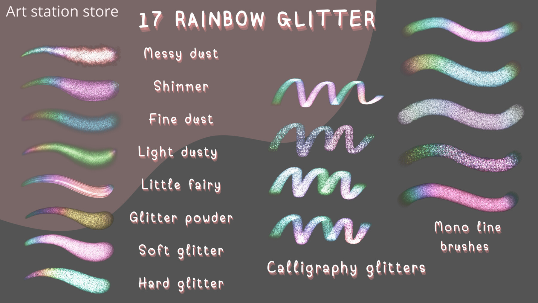 ArtStation - Glitter and Rainbow Procreate brushes | ProcreateiBox ...