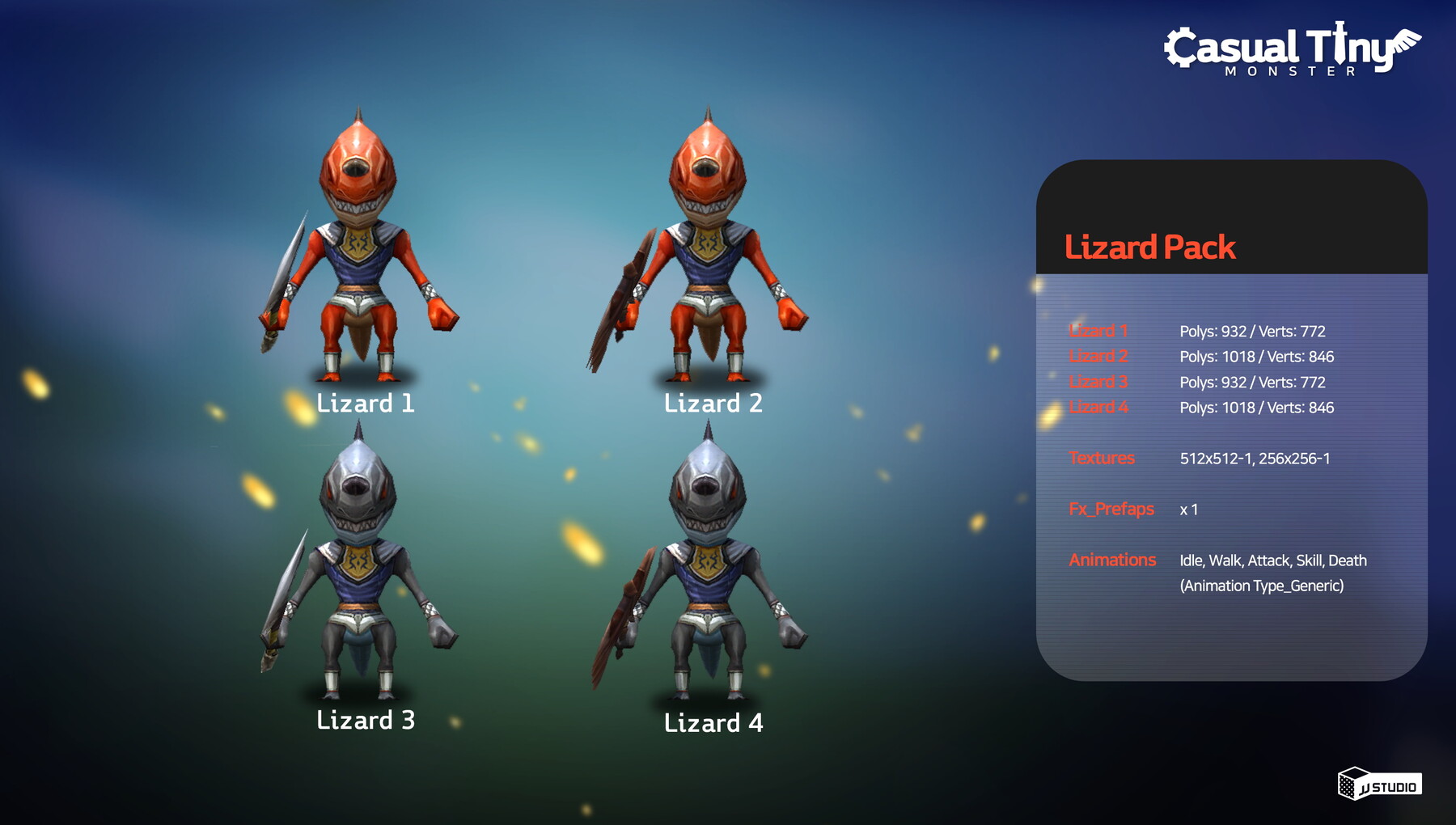 ArtStation - Casual Tiny Monster - Lizard Pack | Game Assets