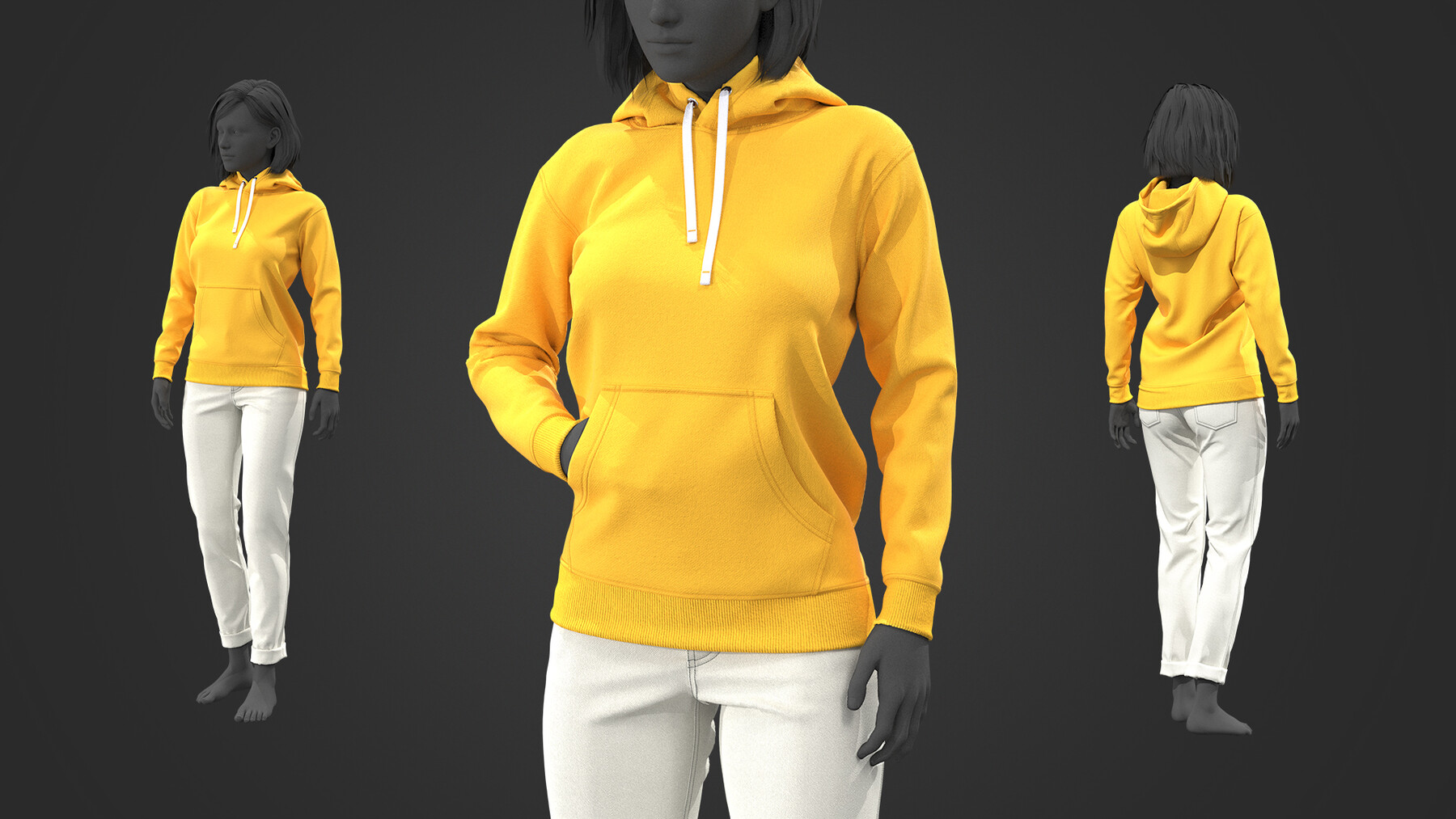 ArtStation - Female outfit / hoodie and jeans / Marvelous Designer ...