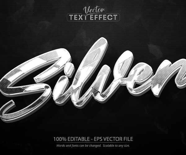 ArtStation - Silver text effect, editable shiny silver color, metal ...