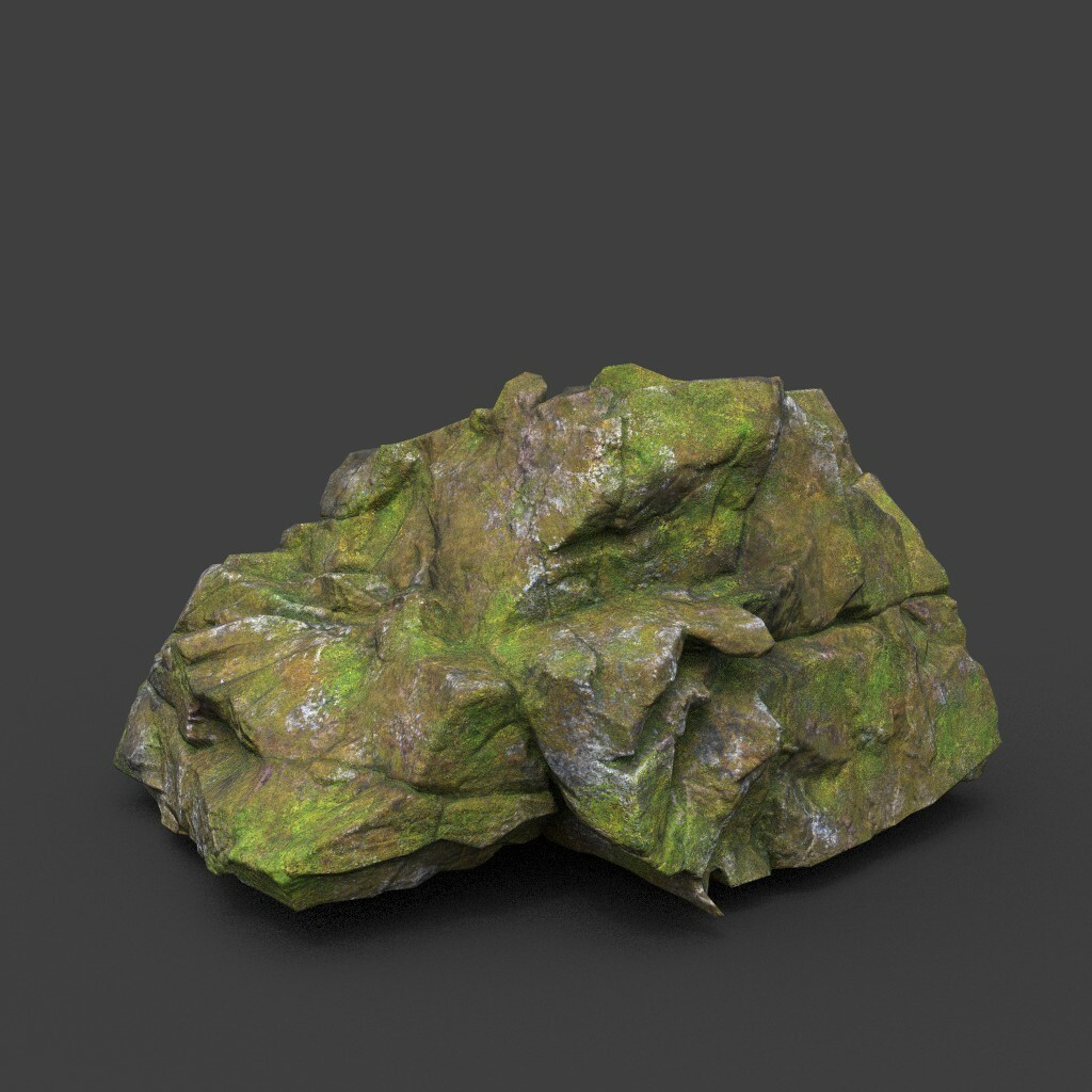 ArtStation - Low poly Cracked Mossy Jungle Rock 220124 | Game Assets