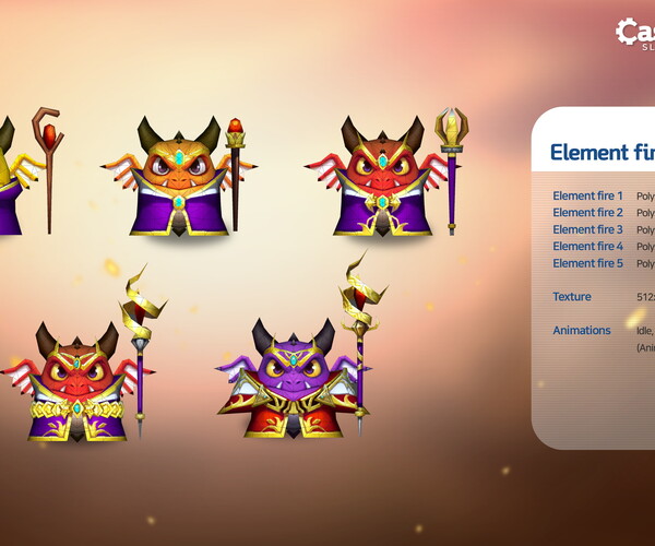 ArtStation - Casual Tiny Slime - Element fire Pack | Game Assets