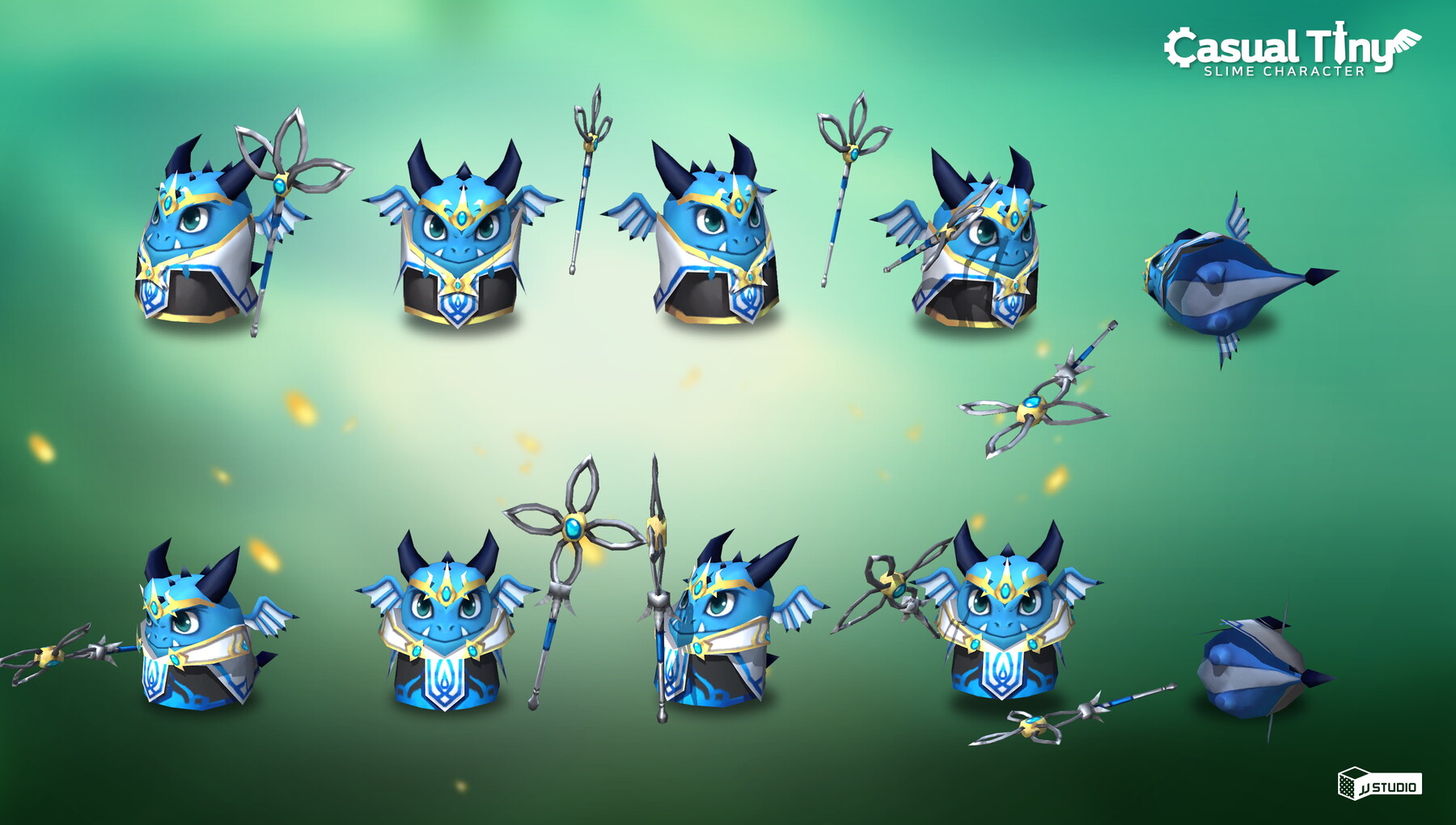 ArtStation - Casual Tiny Slime - Element water Pack | Game Assets