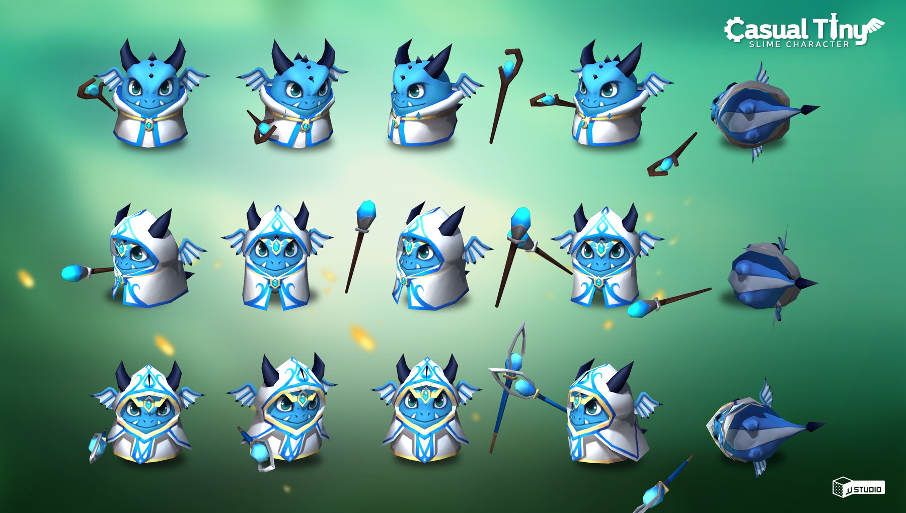 ArtStation - Casual Tiny Slime - Element water Pack | Game Assets