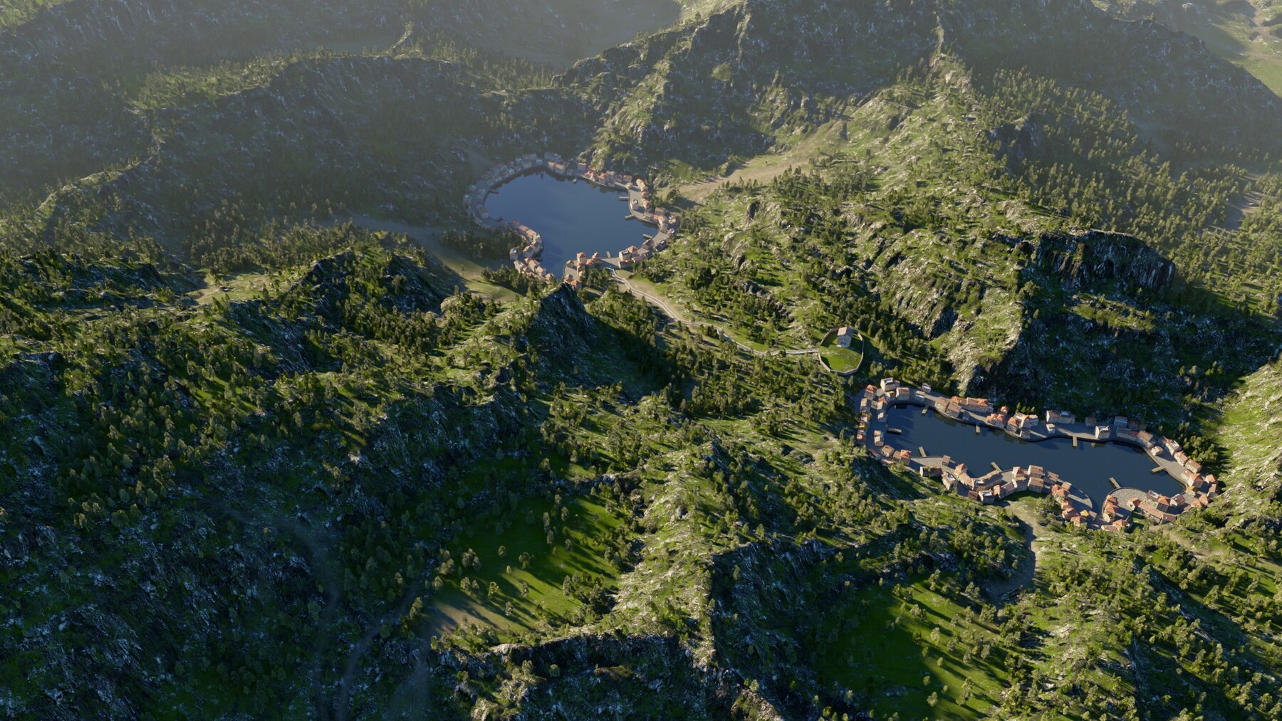 ArtStation - Two ponds and villages | Game Assets