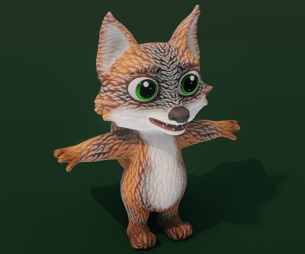 ArtStation - Cartoon Grey Fox 3D Model | Game Assets
