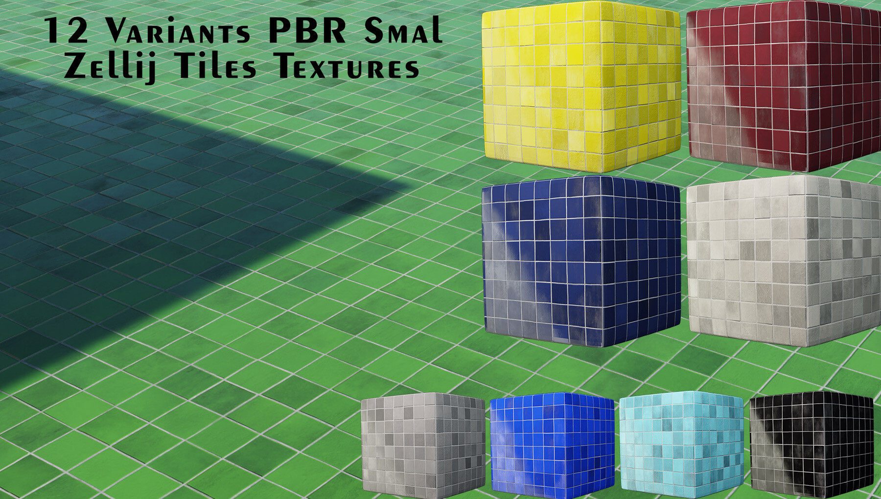 ArtStation - 12 Vartiants PBR Small Zelij Tails Textures For Gme Assets ...