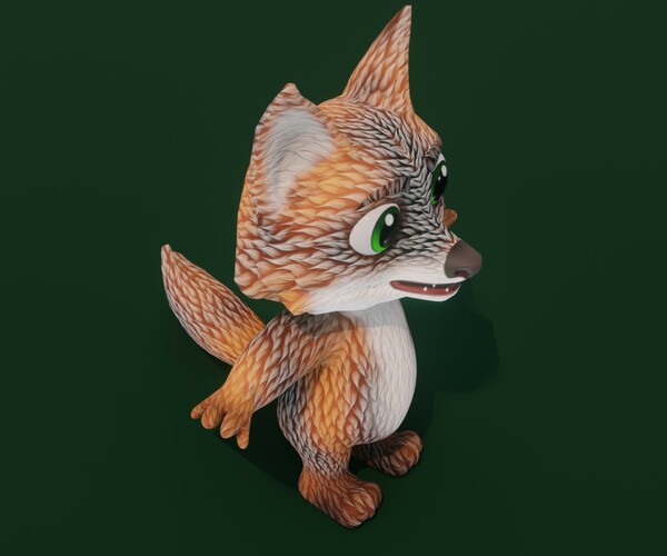 ArtStation - Cartoon Grey Fox Rigged 3D Model | Game Assets