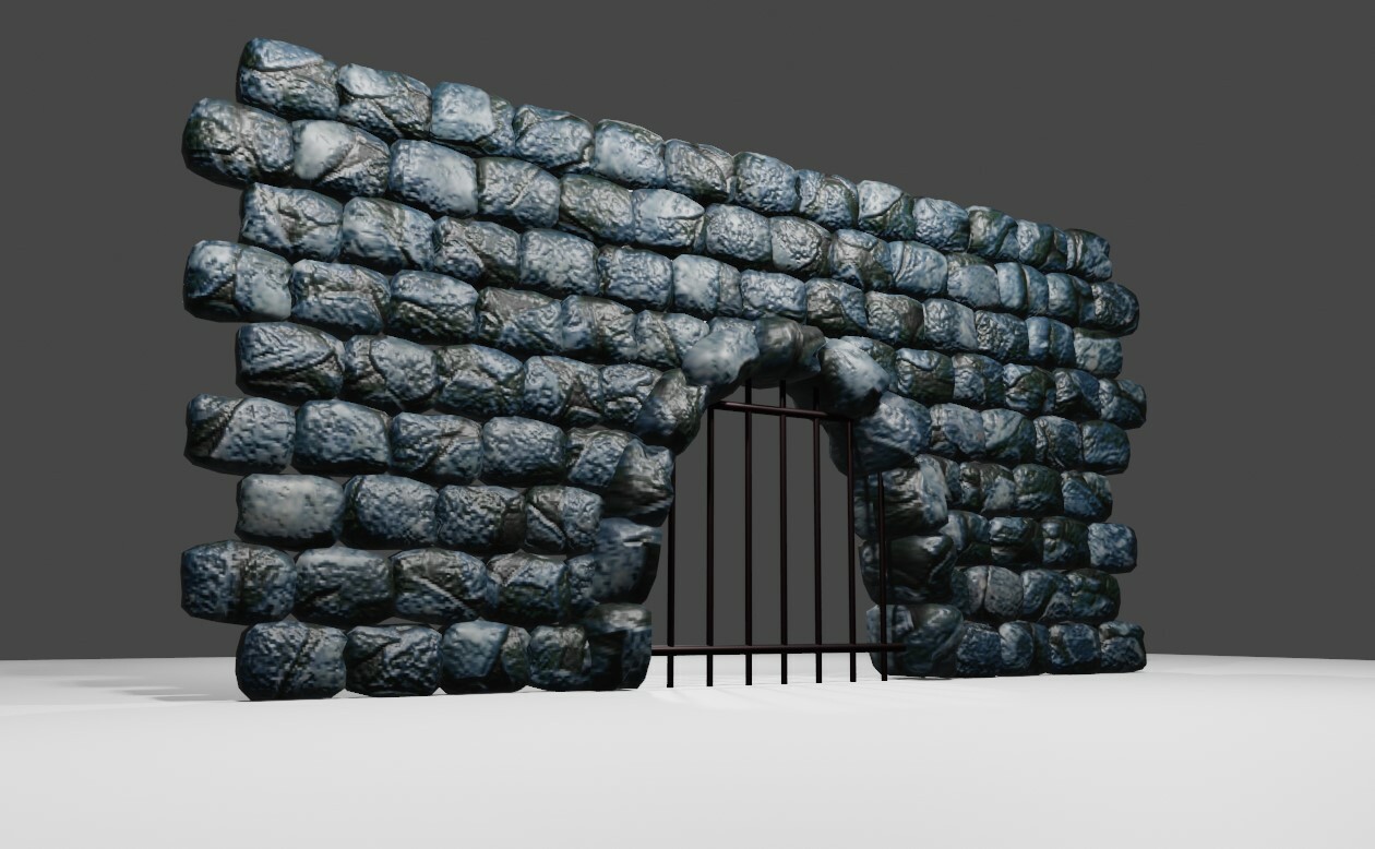 ArtStation - Dungeon Cell - Wall - Calabouco Low-poly 3D model | Game ...