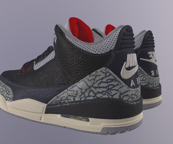 ArtStation - NIKE AIR JORDAN 3 SHOES RETRO high-poly | Game Assets