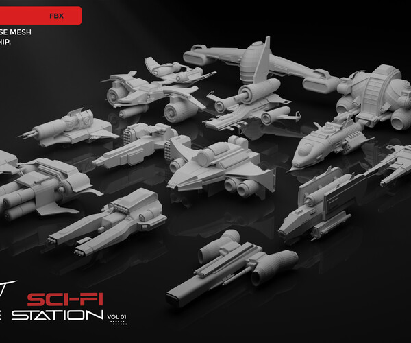 ArtStation - 15 SPACESHIPS-BASE MESH KITBASH | Resources