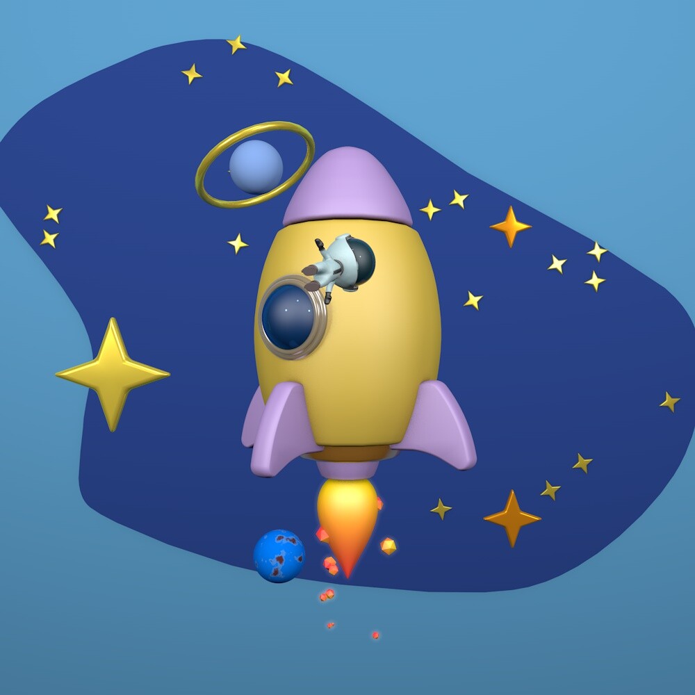 ArtStation - Rocket and astronaut animated model | Resources