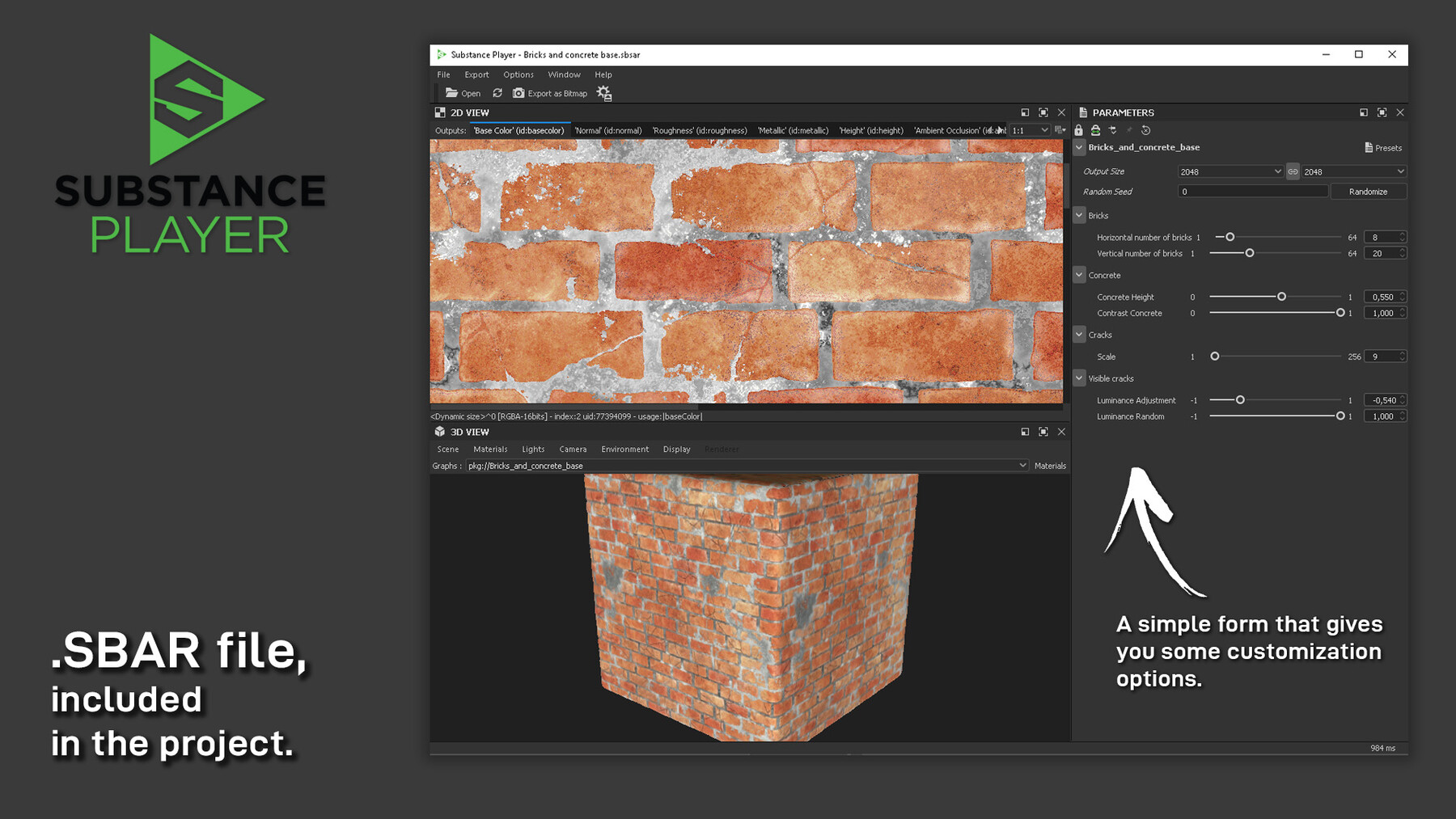 ArtStation - Bricks and concrete base - Procedural Texture | Resources