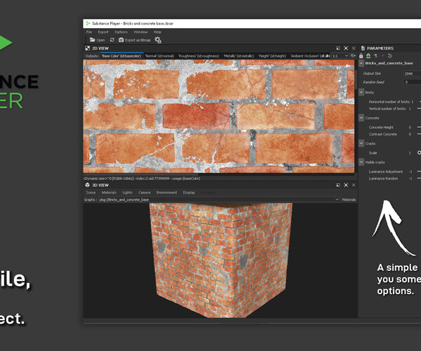 ArtStation - Bricks and concrete base - Procedural Texture | Resources