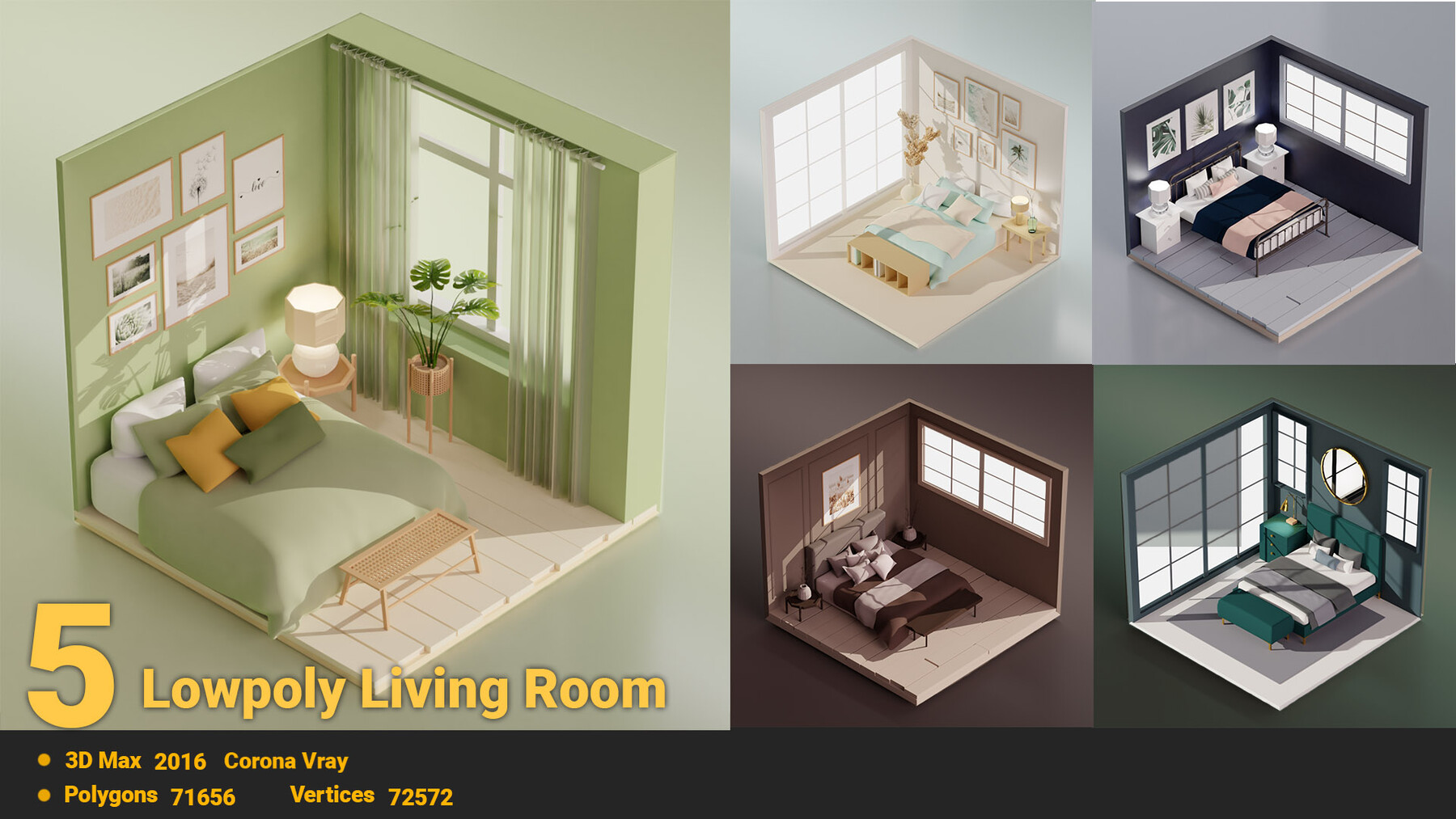 ArtStation - 25 Lowpoly Interior Room | Resources