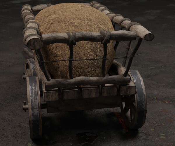 ArtStation - Stylized medieval cart with a lamp and hay | Game Assets