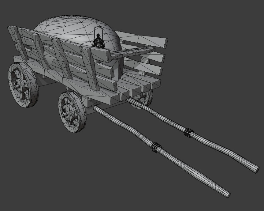 ArtStation - Stylized medieval cart with a lamp and hay | Game Assets