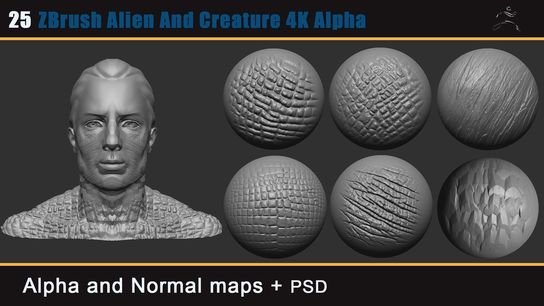 ArtStation - 35 Alien and creature 4k alpha maps | Brushes