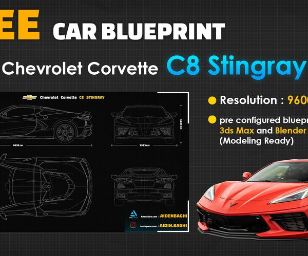 ArtStation - Chevrolet Corvette C8 Stingray Blueprint | Resources