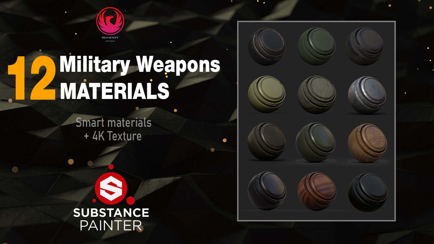 ArtStation - 12 Military Weapons Materials | Game Assets