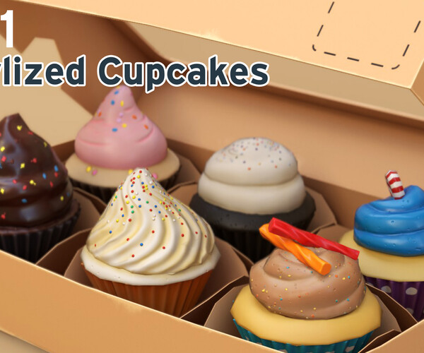 ArtStation - 6 Stylized Cupcakes | Game Assets