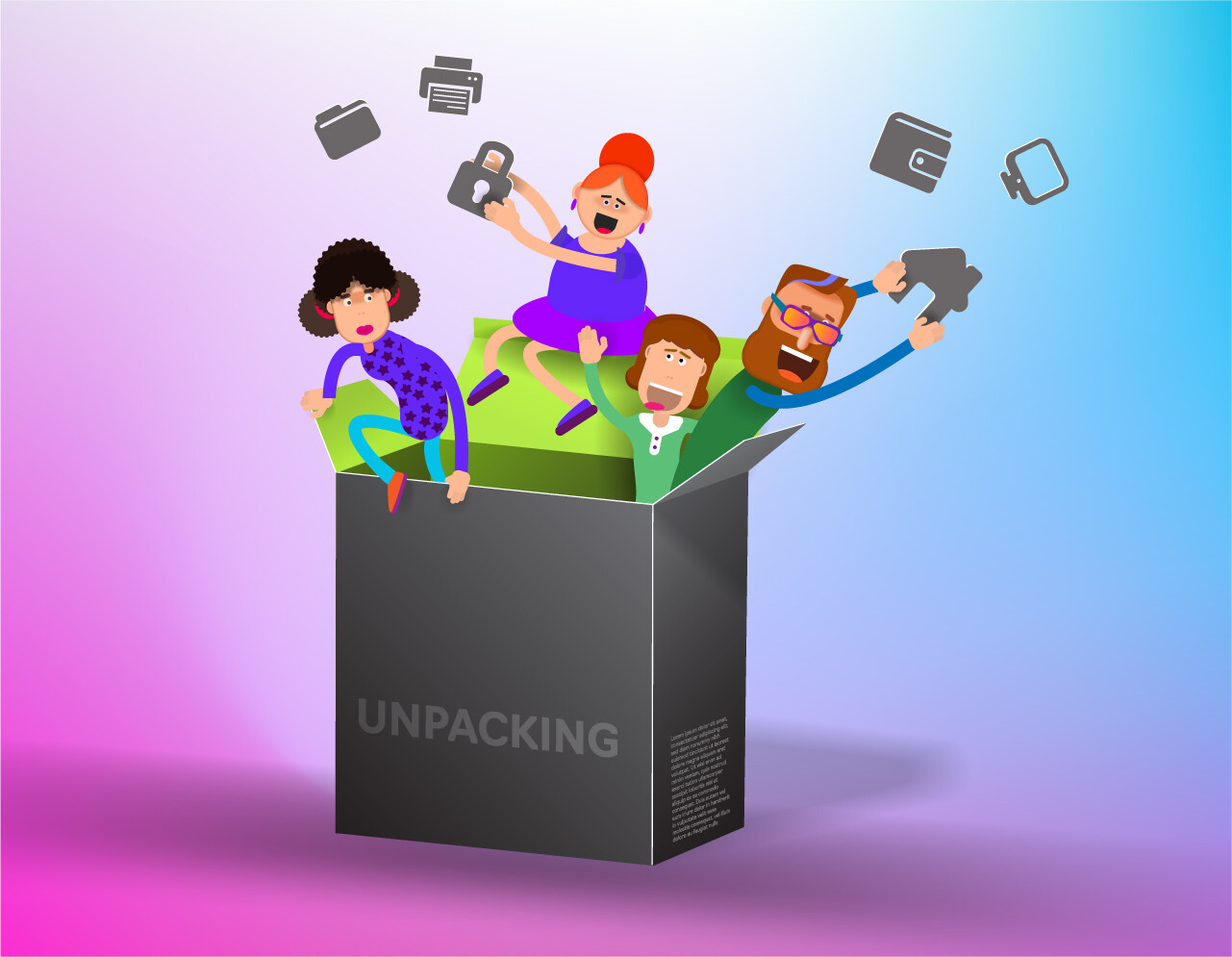 ArtStation - Cartoon men get out of the black box | Artworks