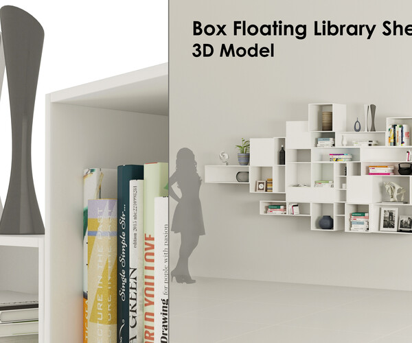 ArtStation - Boxed floating Library shelves 3d model | Resources