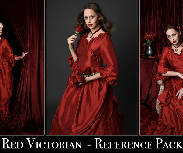 ArtStation - x160 Red Victorian Gown - Pose Reference Pack | Resources