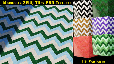 ArtStation - Moroccan Zelij Tiles PBR TExture Floor Terrace and Wall ...