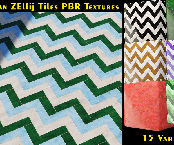 ArtStation - Moroccan Zelij Tiles PBR TExture Floor Terrace and Wall ...
