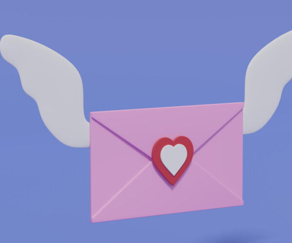 ArtStation - Cartoon Flying Envelope With Wings 3D model | Resources