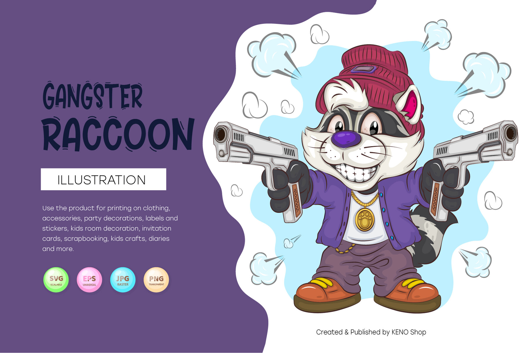 ArtStation - Cartoon Raccoon Gangster. T-Shirt, PNG, SVG. | Artworks