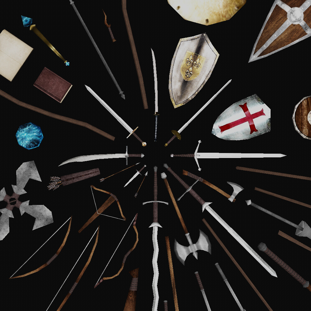 ArtStation - PS1 PSX Fantasy Weapons Pack | Game Assets