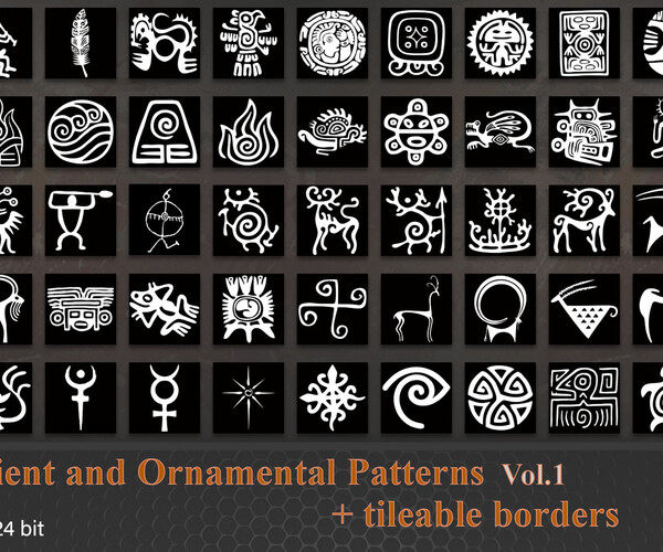 ArtStation - 550 Ancient and ornamental Alpha patterns vol.1 ( 50 free ...