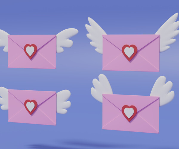 ArtStation - Cartoon Flying Envelope With Wings Collection | Resources