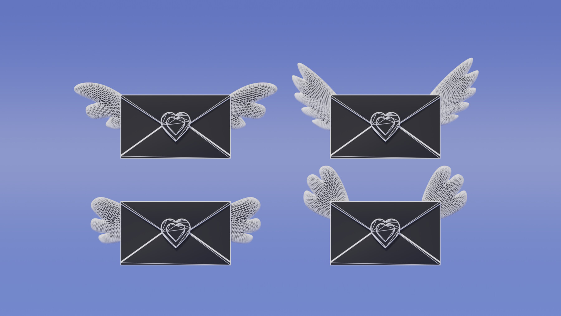 ArtStation - Cartoon Flying Envelope With Wings Collection | Resources