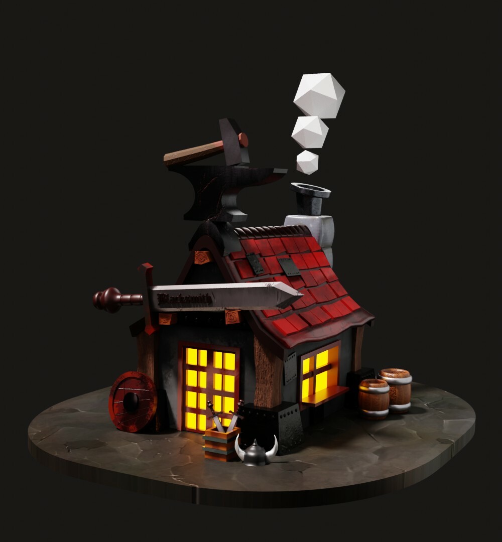 ArtStation - Medieval blacksmith shop done in blender | Game Assets