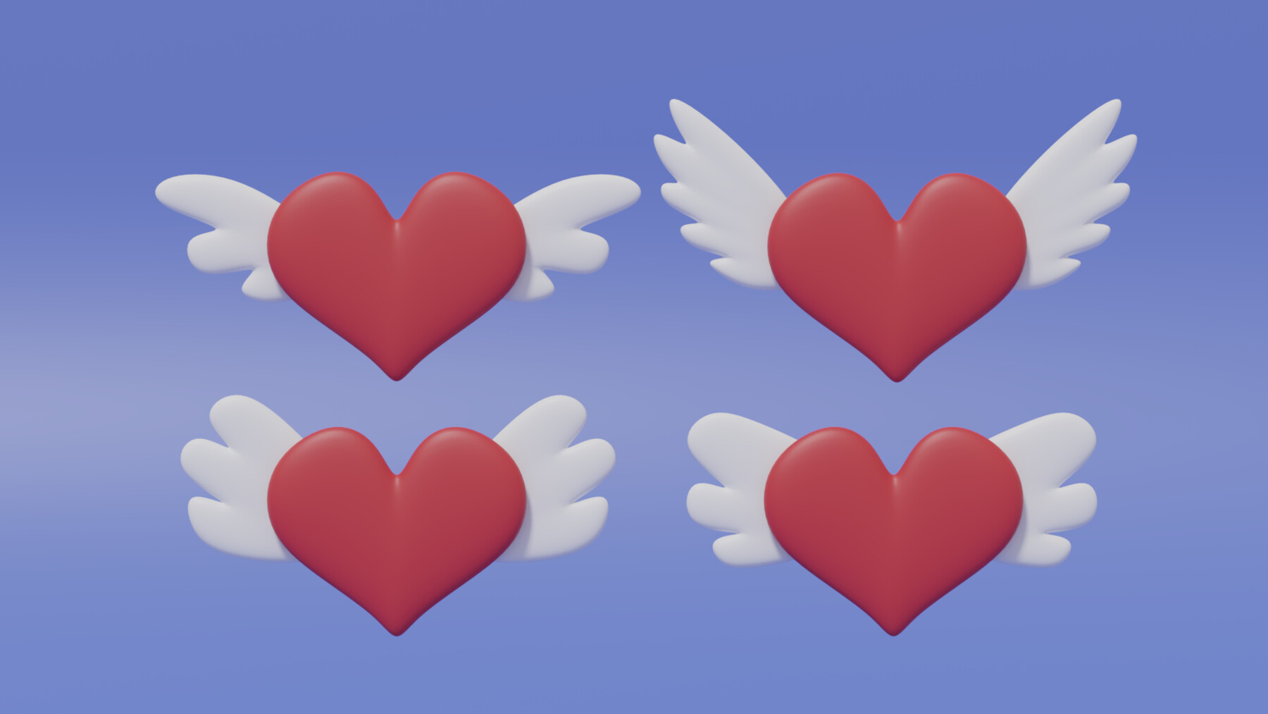 ArtStation - Cartoon Flying Heart With Wings Collection 3D model ...
