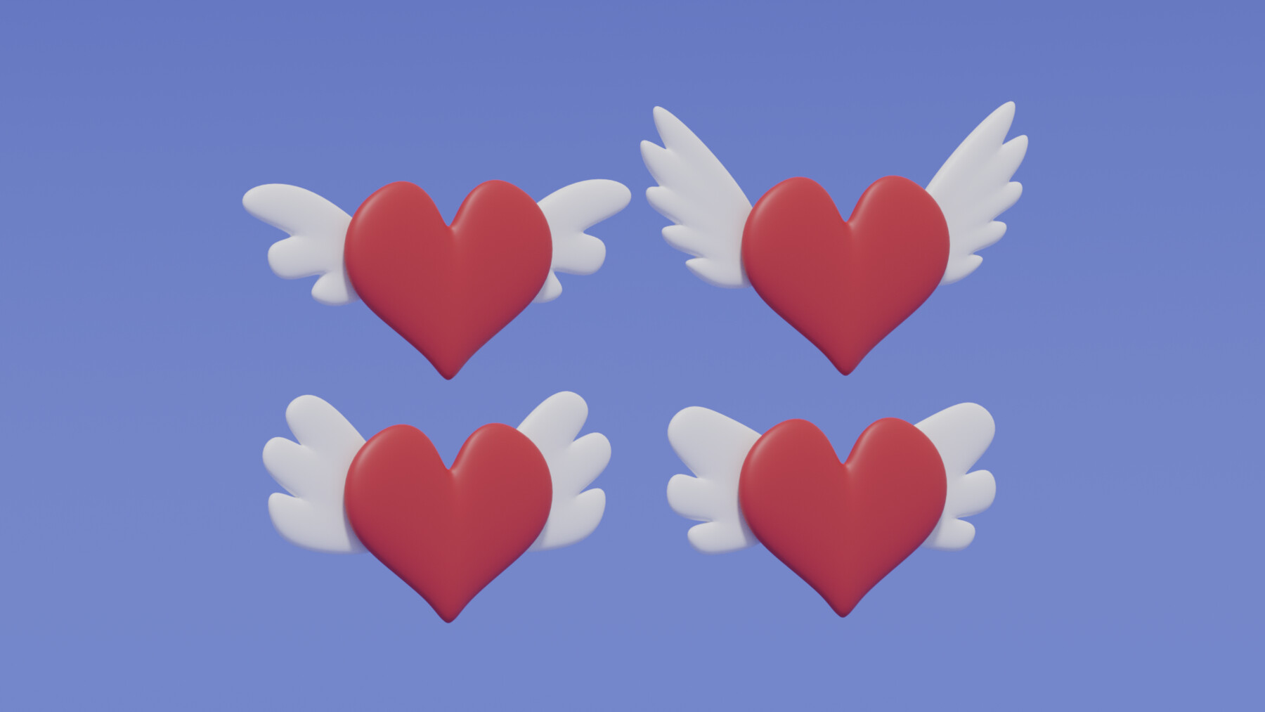 ArtStation - Cartoon Flying Heart With Wings Collection 3D model ...
