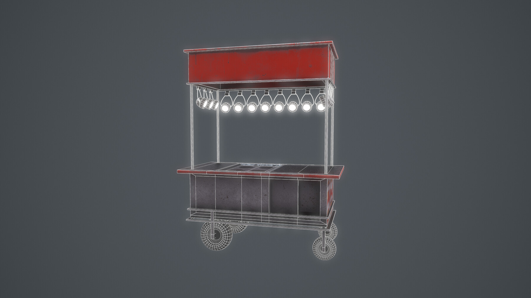 ArtStation - Cyberpuk Red Food stand | Game Assets