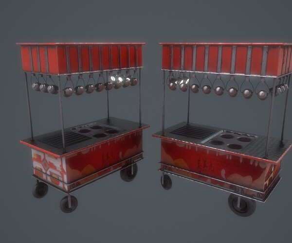 ArtStation - Cyberpuk Red Food stand | Game Assets