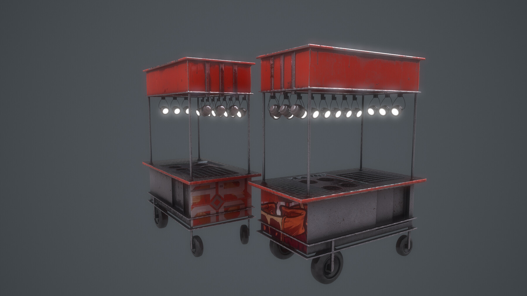 ArtStation - Cyberpuk Red Food stand | Game Assets