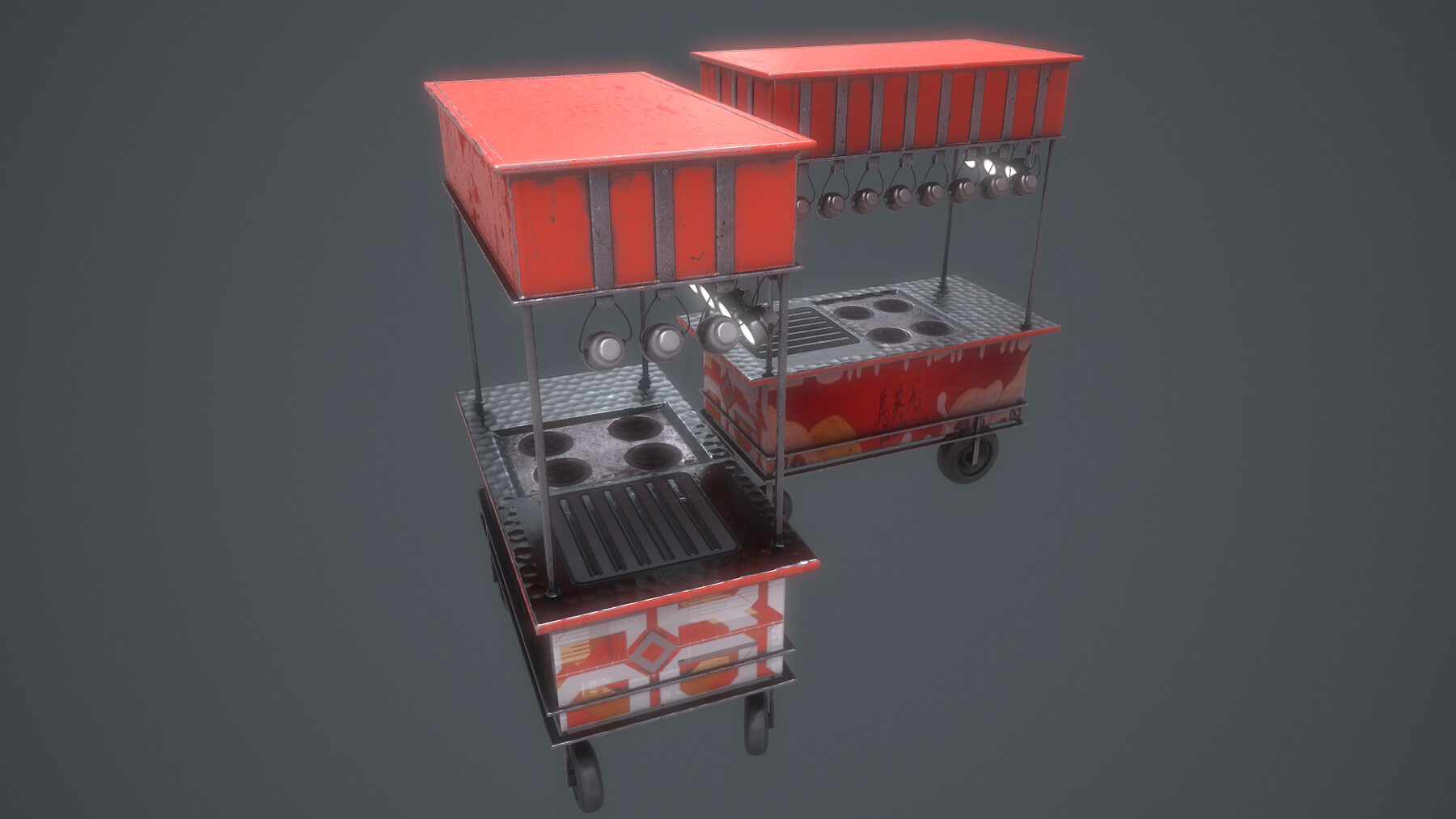 ArtStation - Cyberpuk Red Food stand | Game Assets
