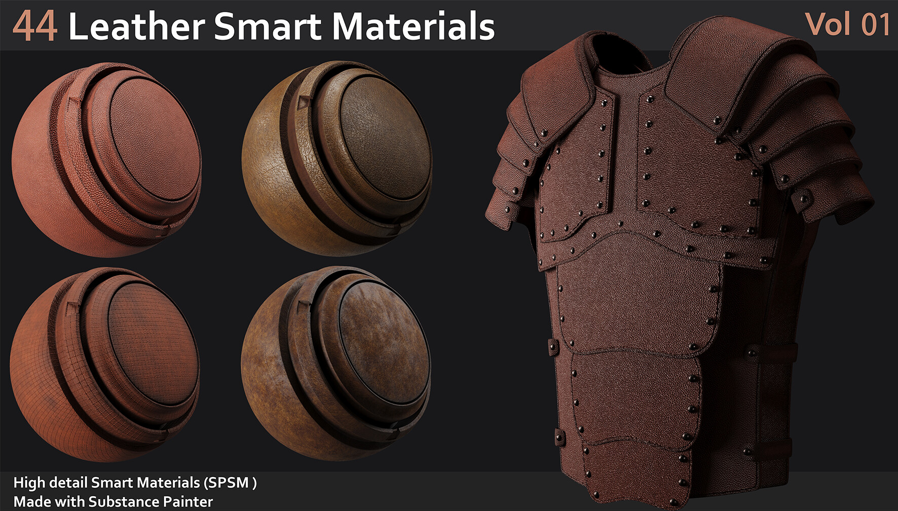 ArtStation - 44 Leather Smart Materials_VOL 4 | Game Assets
