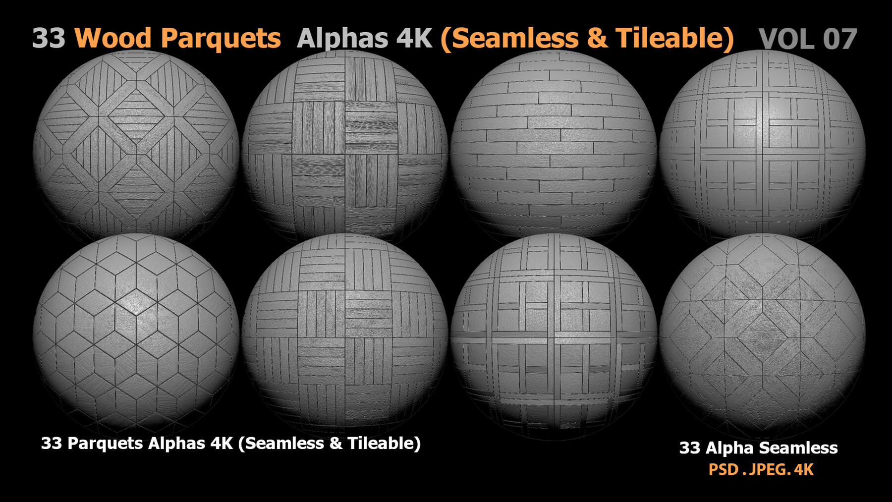ArtStation - 33 Wood Parquets Alphas 4K (Seamless & Tileable) | Brushes