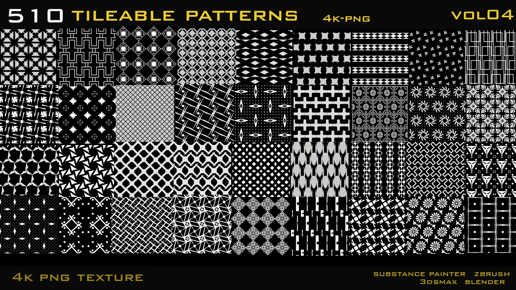 ArtStation - 510 Ornamental Alphas- Tileable patterns-4k png textures ...