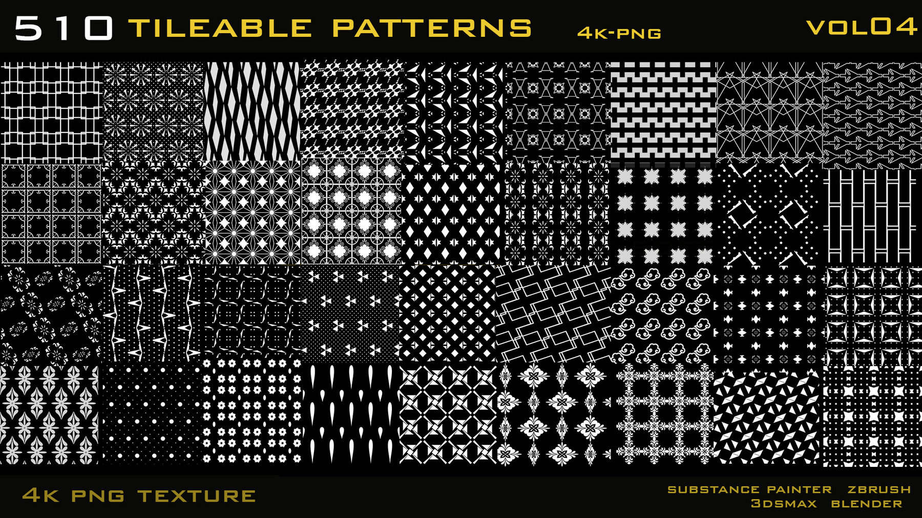 ArtStation - 510 Ornamental Alphas- Tileable patterns-4k png textures ...