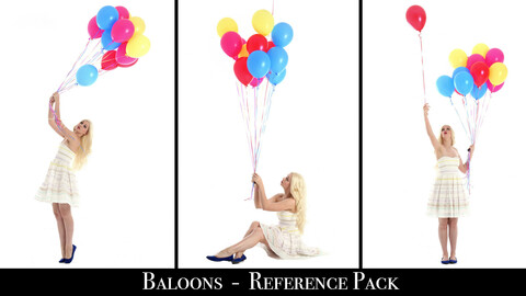 ArtStation - x106 Girl with balloons - Pose Reference Pack | Resources