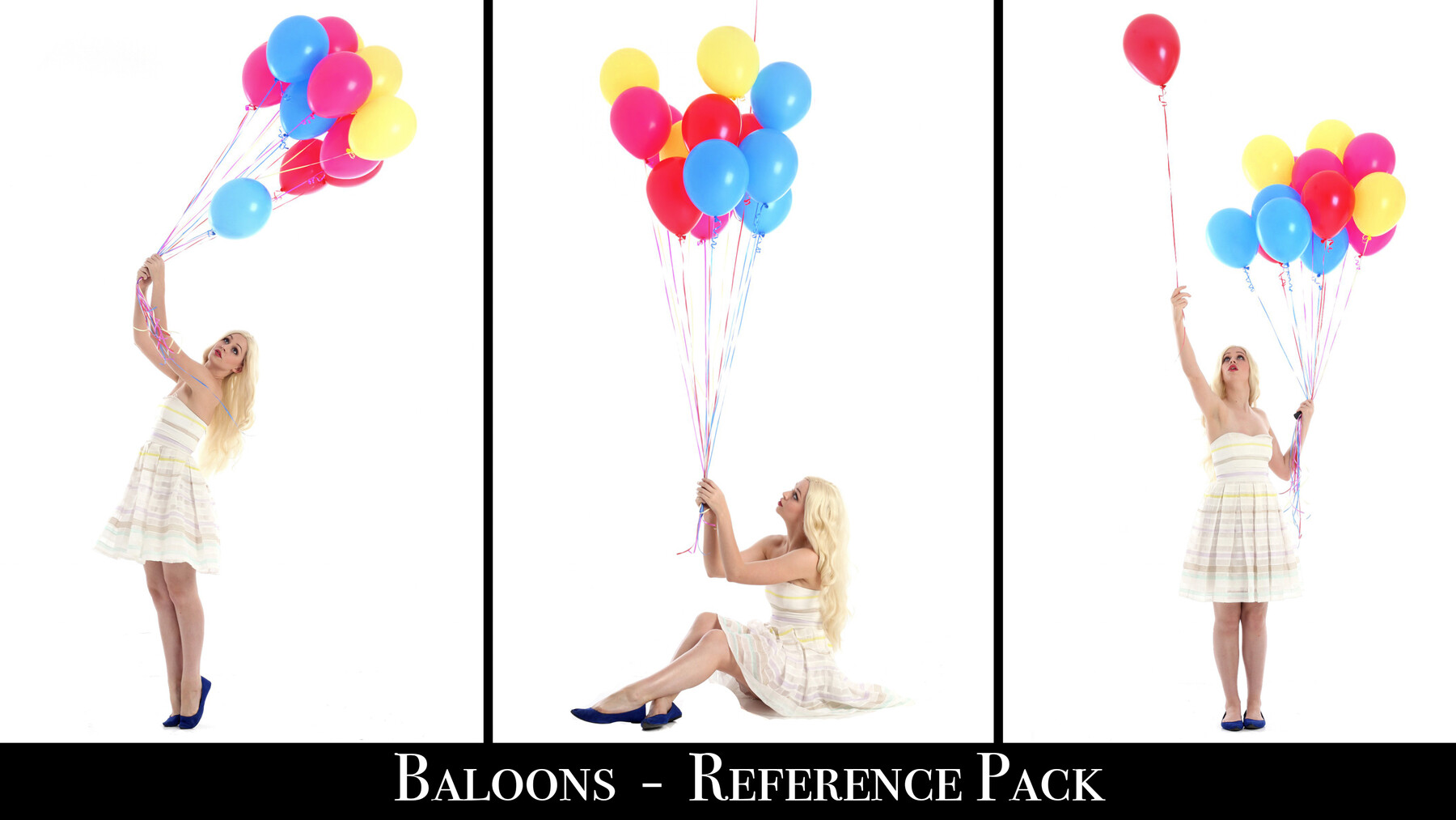 ArtStation - x106 Girl with balloons - Pose Reference Pack | Resources